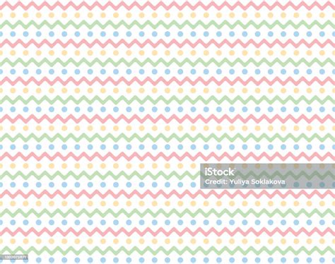Geometric Seamless Pattern With Zig Zag Color Line And Dots Stock Illustration Download Image