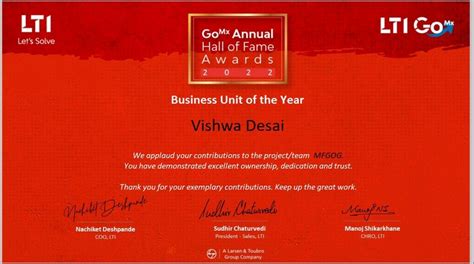 Vishwa Desai On Linkedin Lti Mfgog Businessunit Recognition 10 Comments