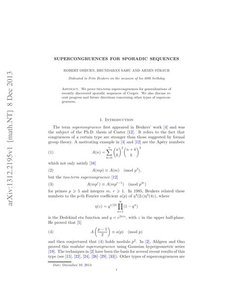 Pdf Supercongruences For Sporadic Sequences