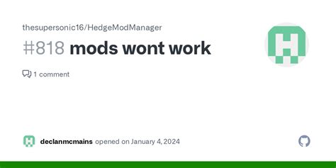 Mods Wont Work · Issue 818 · Thesupersonic16hedgemodmanager · Github