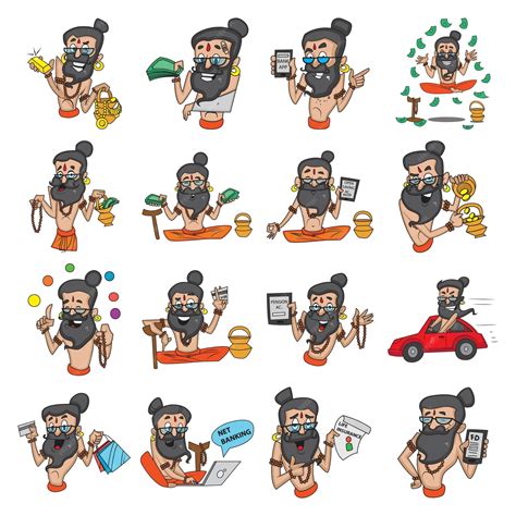 Cartoon Illustration Des Daten Baba Aufkleber Sets Premium Vektor