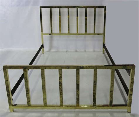 Modernist Polished Brass Queen Bed Frame At 1stdibs Polished Bed Frames Polished Brass Bed Frame