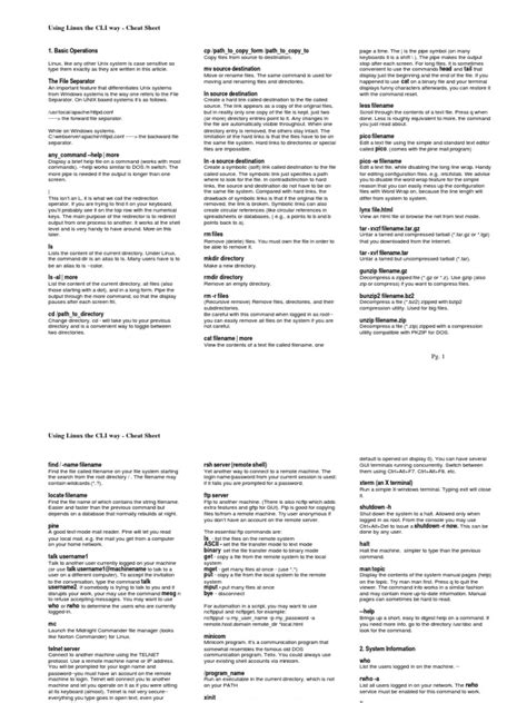 linux cheatsheet pdf command line interface file transfer protocol