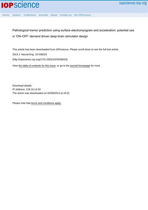 Pdf Pathological Tremor Prediction Using Surface Electromyogram And
