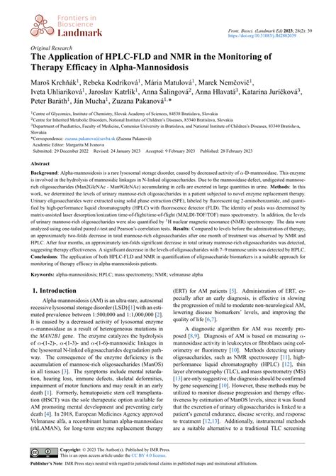 Pdf The Application Of Hplc Fld And Nmr In The Monitoring Of Therapy Efficacy In Alpha