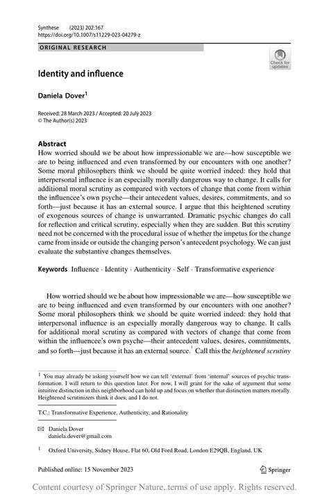 Pdf Identity And Influence