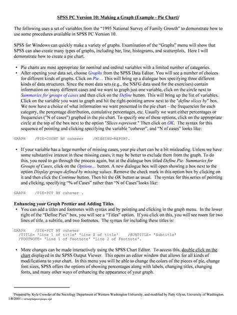 Fillable Online Spss Pc Version 10 Making A Graph Example Pie Chart