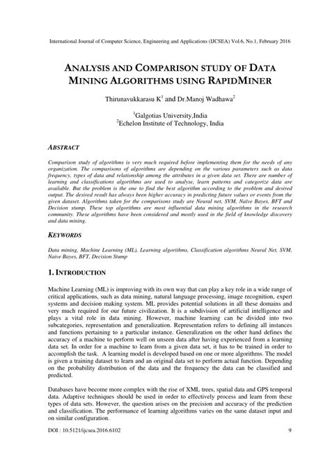 Pdf Analysis And Comparison Study Of Data Mining Algorithms Using