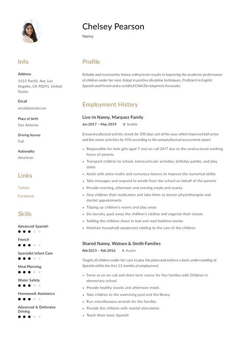 Nanny Resume Example Free Pdf 23 Proven Samples