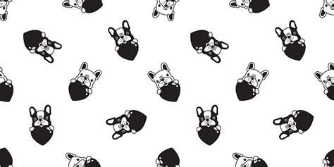 원활한 패턴 벡터 심장 발렌타인 프랑스 불독 포옹 만화 스카프 절연 타일 배경 흰색 벽지 그림을 반복 하는 개 강아지 뼈다귀에 대한 스톡 벡터 아트 및 기타 이미지 Istock
