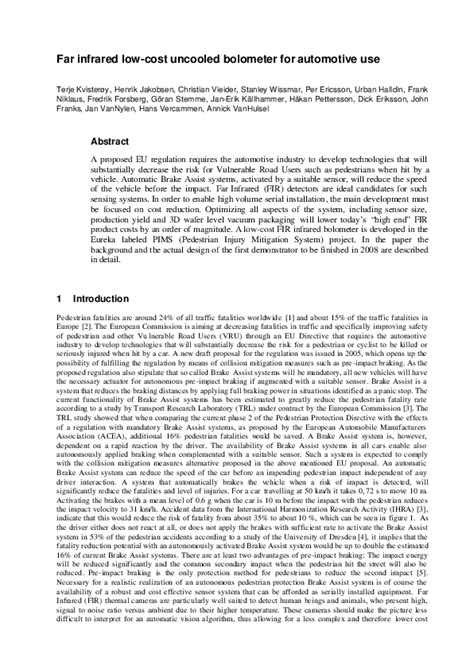 Pdf Far Infrared Low Cost Uncooled Bolometer For Automotive Use