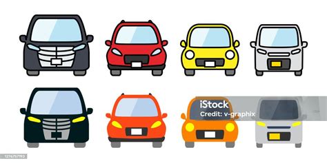 자동차 자동차 차량 전면 디자인 귀여운 벡터 일러스트 칼라 아이콘 세트 라인아트에 대한 스톡 벡터 아트 및 기타 이미지 라인아트 스포츠 유틸리티 자동차 개념 Istock