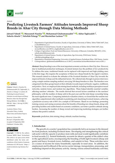 Pdf Predicting Livestock Farmers Attitudes Towards Improved Sheep Breeds In Ahar City Through