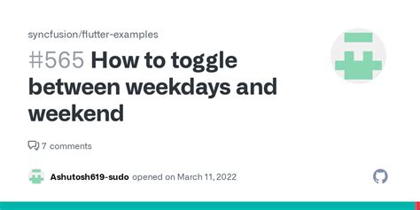 How To Toggle Between Weekdays And Weekend · Issue 565 · Syncfusionflutter Examples · Github