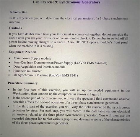 Lab Exercise Synchronous Generators Introduction Chegg