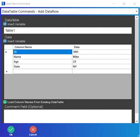Create Add Delete Values In A Data Table Openbots