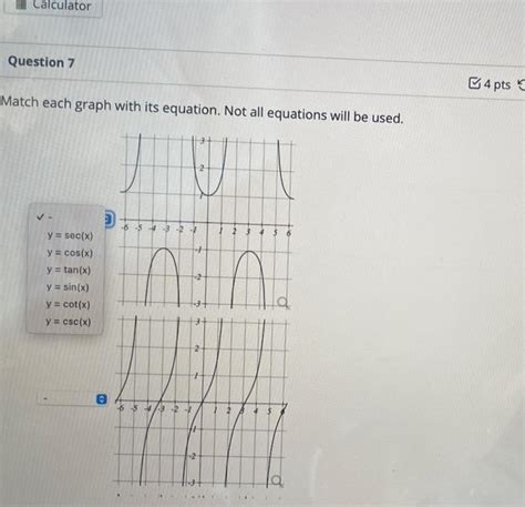 solved calculator question 7 4 pts match each graph with its