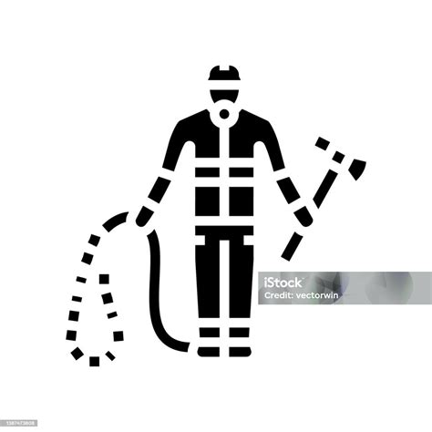소방관 응급 작업자 글리프 아이콘 벡터 일러스트레이션 Sos에 대한 스톡 벡터 아트 및 기타 이미지 Sos 건강관리와 의술 경찰관 Istock