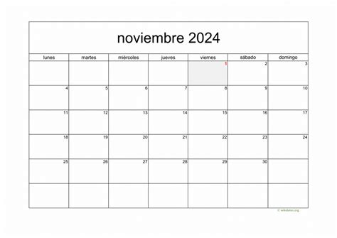 Calendario Noviembre 2024
