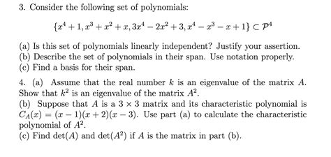 Solved Consider The Following Set Of Polynomials Chegg