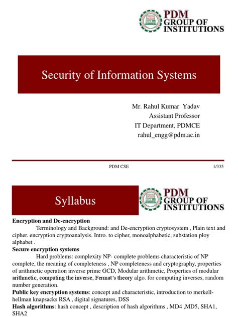 Mtech Sis Pdf Cryptography Cryptanalysis