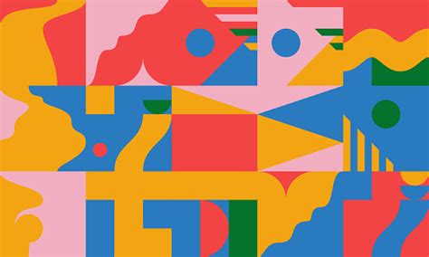 추상적 인 수평 기하학적 아트 워크 디자인 간단한 모양과 그림 바우하우스에 대한 스톡 벡터 아트 및 기타 이미지 바우하우스 대칭 패턴 Istock