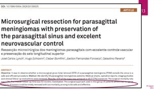 Comprehensive Overview Of Falcine And Parasagittal Meningiomas