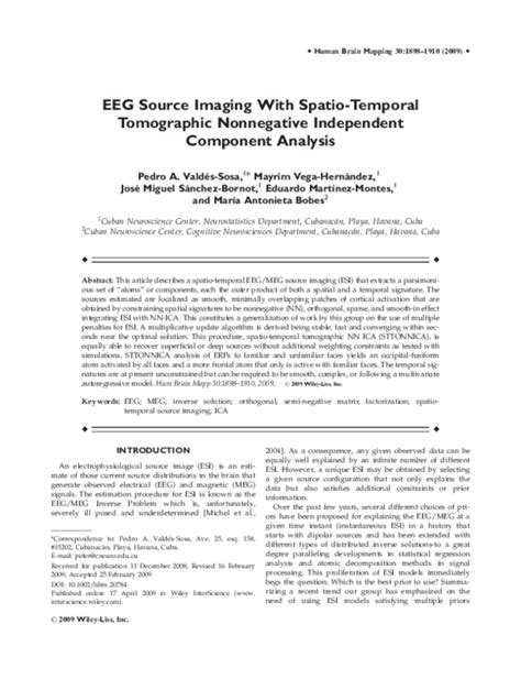 Pdf Eeg Source Imaging With Spatio Temporal Tomographic Nonnegative