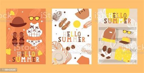 여름 방학 배너 벡터 그림입니다 여행사 전단지 휴가 패션 액세서리의 간단한 아이콘 투어 광고 해변 및 해변 레저 개인 장식품에 대한 스톡 벡터 아트 및 기타 이미지 Istock