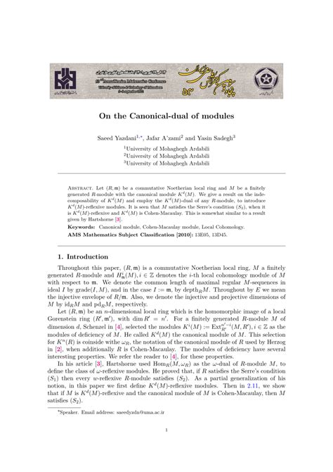 Pdf On The Canonical Dual Of Modules