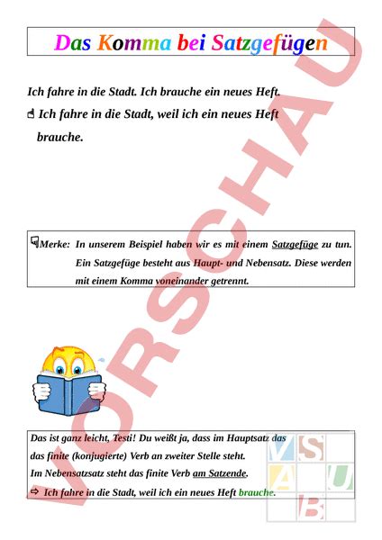 Arbeitsblatt Das Komma Deutsch Grammatik