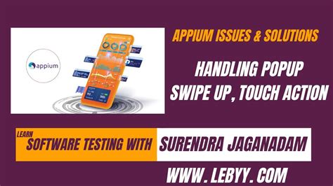 Appium Course For Beginners Handling Swipe Up Touch Action Point Option Youtube