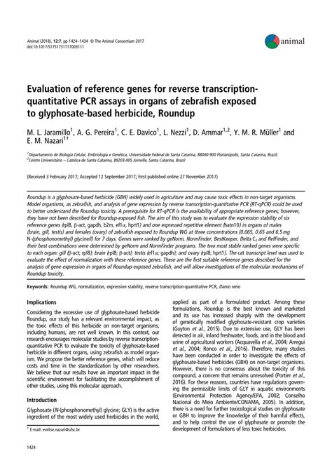 Pdf Evaluation Of Reference Genes For Reverse Transcription Quantitative Pcr Assays In Organs