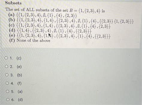 Solved Subsets The Set Of ALL Subsets Of The Set B Chegg Com