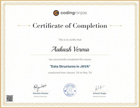 Aakash Verma On Linkedin I Have Successfully Earned The Certificate Of Data Structures In Java