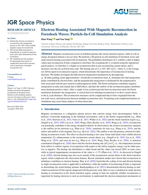 Electron Heating Associated With Magnetic Reconnection In Foreshock Waves Particle‐in‐cell