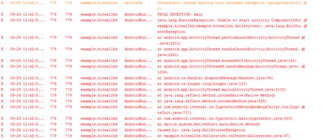 Java Getting Exeception While Executing My Android App On Emulator