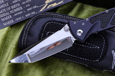Marfione Custom Socom Elite Stingray Inlay 4 Tanto Chisel Grind Mirror Polish