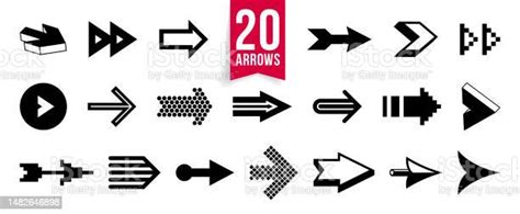 화살표는 다양한 모양 스타일과 개념의 큰 세트를 상징 아이콘 또는 로고 생성을위한 커서 단일 색상 흑백 로고 유형 3차원 형태에 대한 스톡 벡터 아트 및 기타 이미지