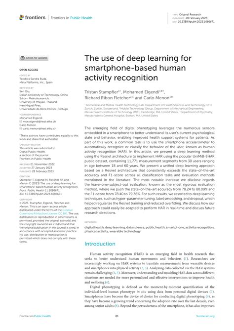 Pdf The Use Of Deep Learning For Smartphone Based Human Activity Recognition