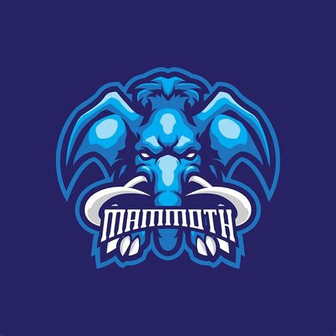 매머드 마스코트 로고 디자인 벡터에는 배지 엠블럼 티셔츠 인쇄를 위한 현대적인 일러스트레이션 컨셉이 있습니다 스포츠와 E스포츠 팀을 위한 화난 맘모스 삽화 프리미엄 벡터