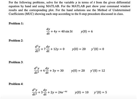 Solved For The Following Problems Solve For The Variable Y