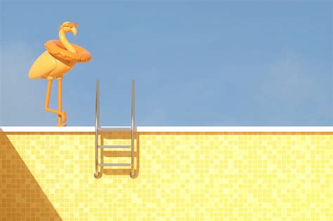 텅 빈 수영장에 수영 반지와 선글라스가 있는 풍선 플라밍고 여름 휴가 여행 배경 0명에 대한 스톡 사진 및 기타 이미지 0명 3차원 형태 계단 Istock