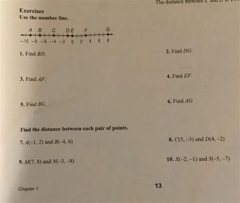 solved exercisesuse the number line find bd find dg find