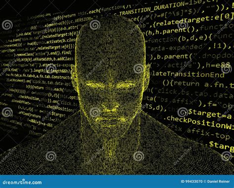 D Rendering Of Human Head With Java Code Stock Illustration