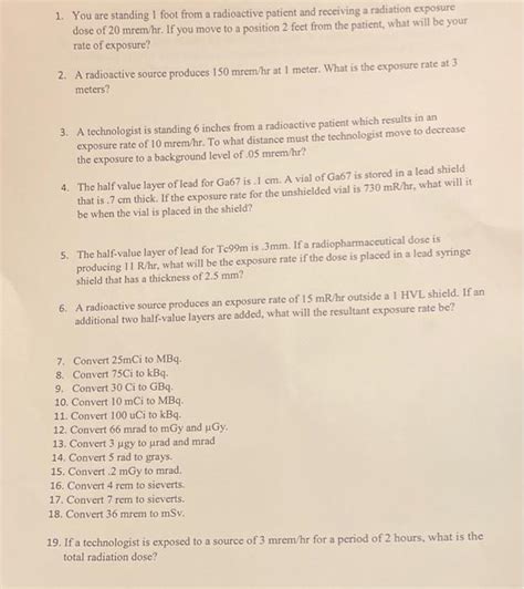 Solved 1 You Are Standing 1 Foot From A Radioactive Patient