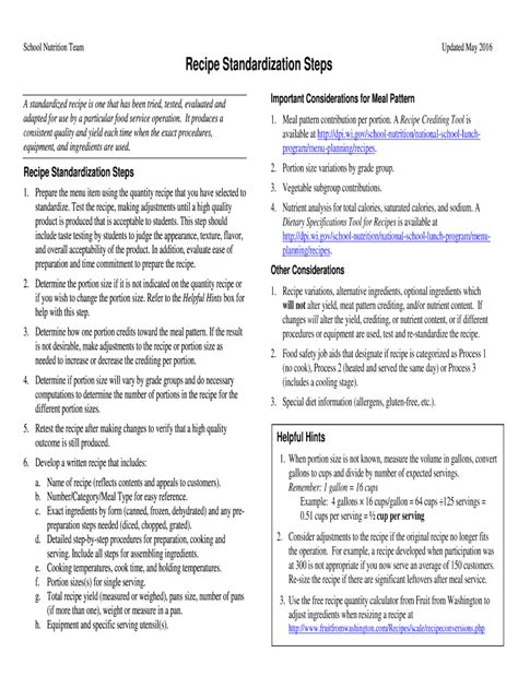 Fillable Online Dpi Wi Recipe Standardization Steps Pdf Uc Davis Center For Nutrition