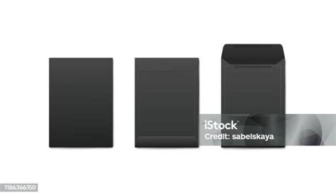수직 빈 오픈 및 폐쇄 검은 색 봉투 현실적인 스타일의 모형 세트 A4 용지에 대한 스톡 벡터 아트 및 기타 이미지 A4 용지 봉투 검은색 Istock