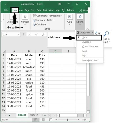 Autosum Multiple Rows And Columns In Excel