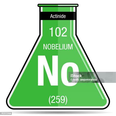 노벨륨 화학 플라스 크에 기호입니다 성분의 주기율표의 요소 번호 102 0명에 대한 스톡 벡터 아트 및 기타 이미지 0명